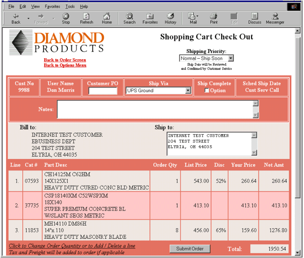 Instructions for logging into the EBusiness Site as a Customer